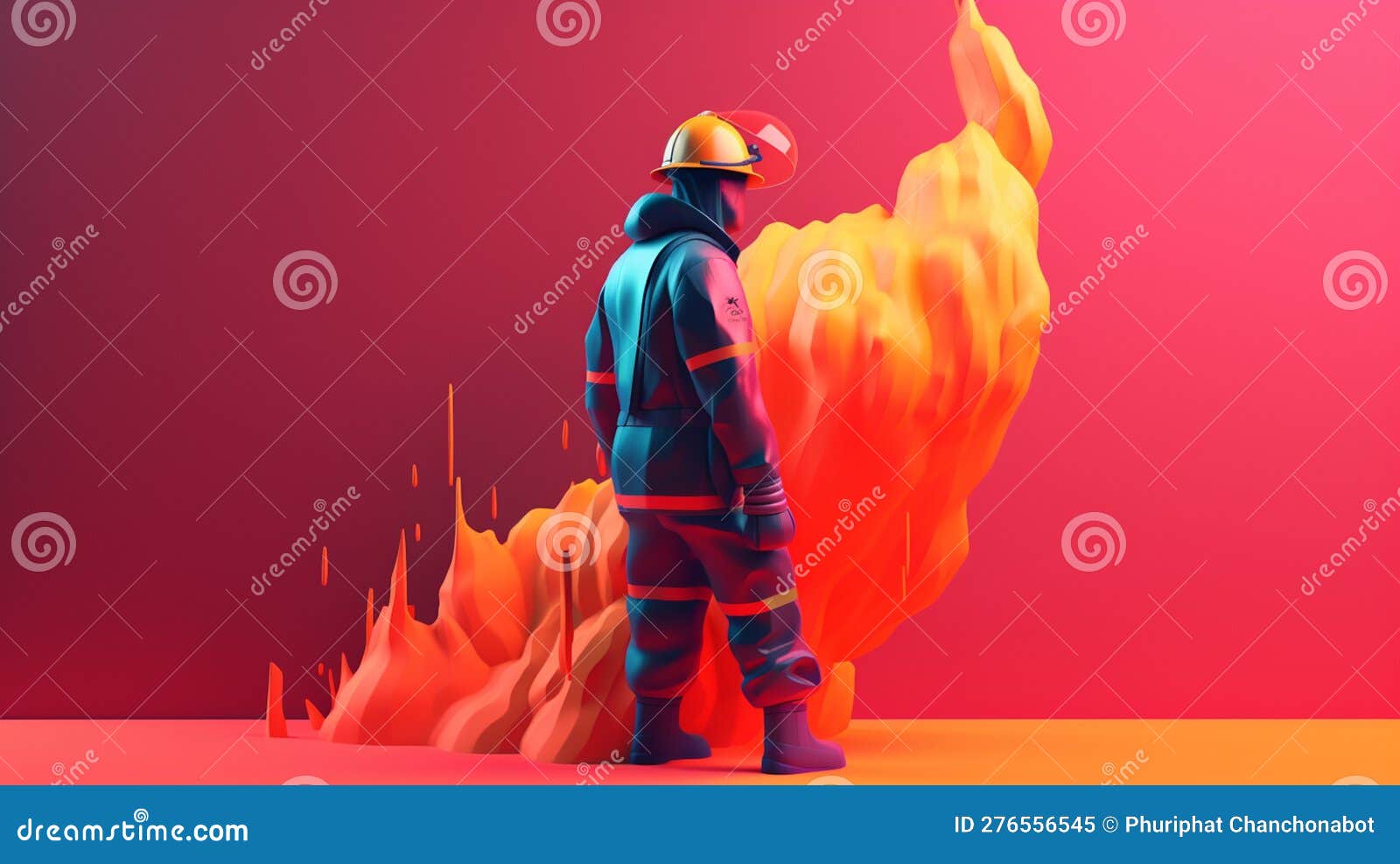 Firefighter in Trending Color Palette with Generative AI Stock ...
