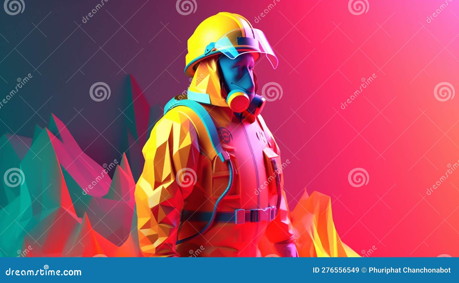 Firefighter in Trending Color Palette with Generative AI Stock ...
