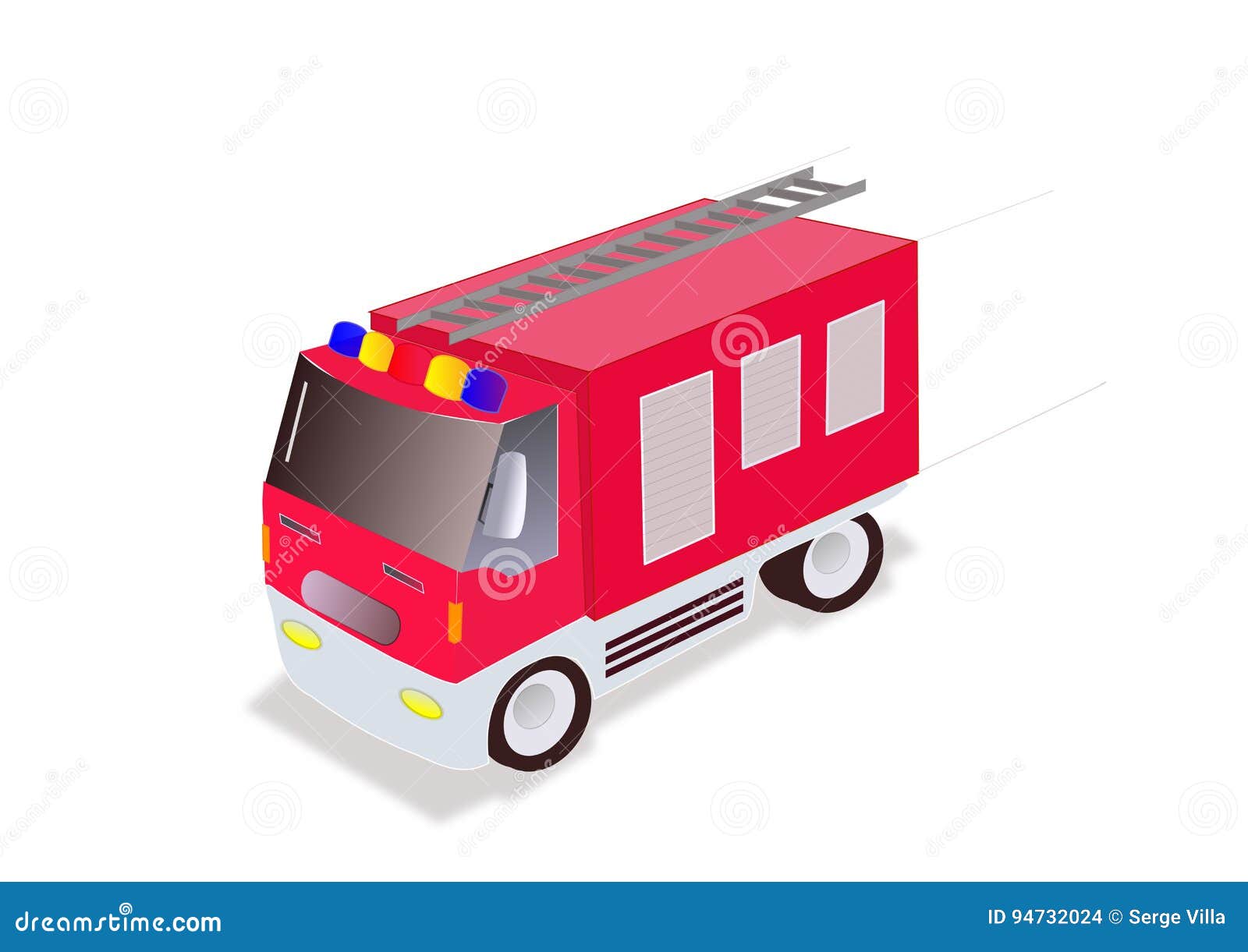 Firefighter Truck Fire Extinguisher On The Road Convoy With Mountain ...