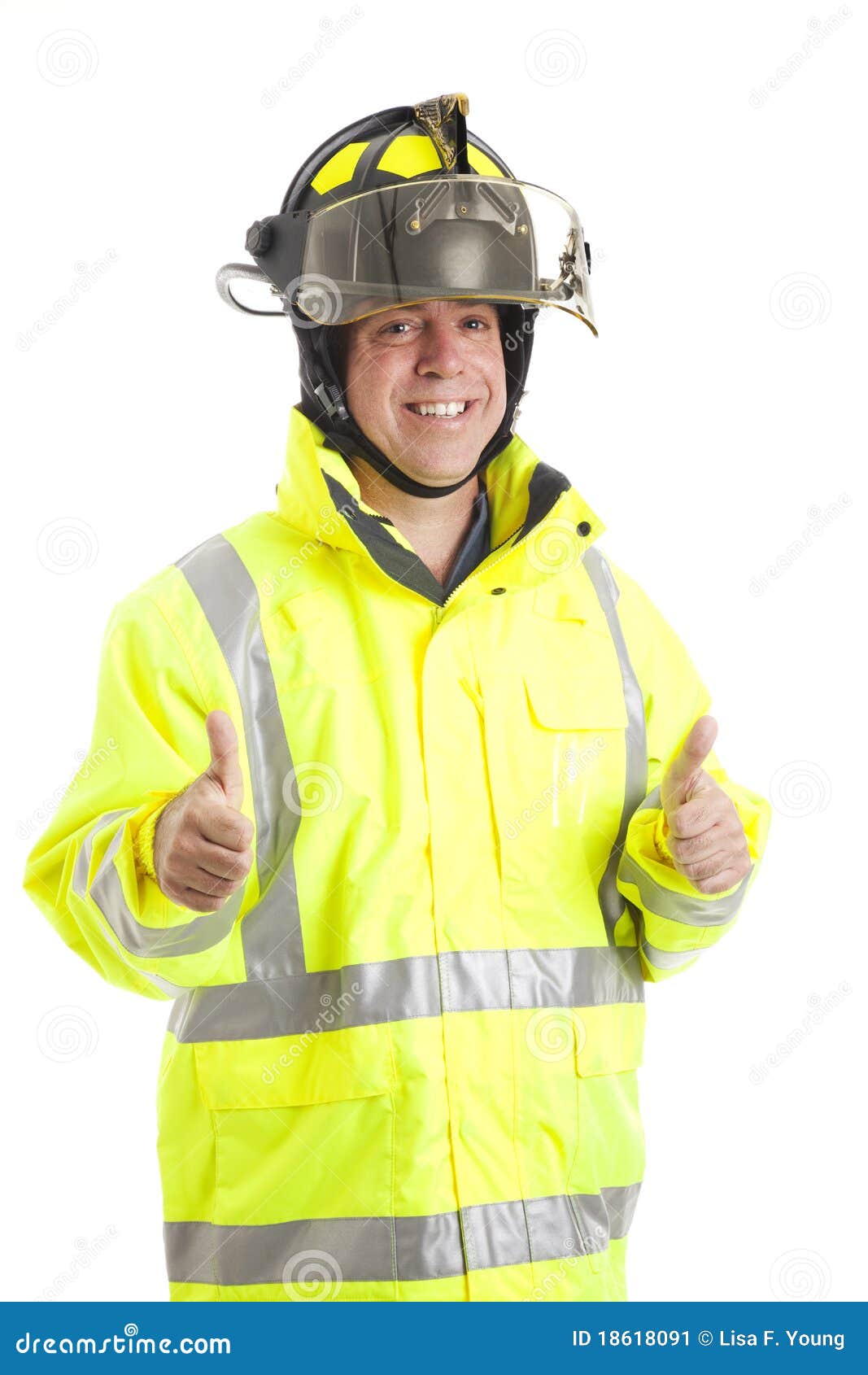 Firefighter - Two Thumbs Up Stock Image - Image of mature, emergency ...
