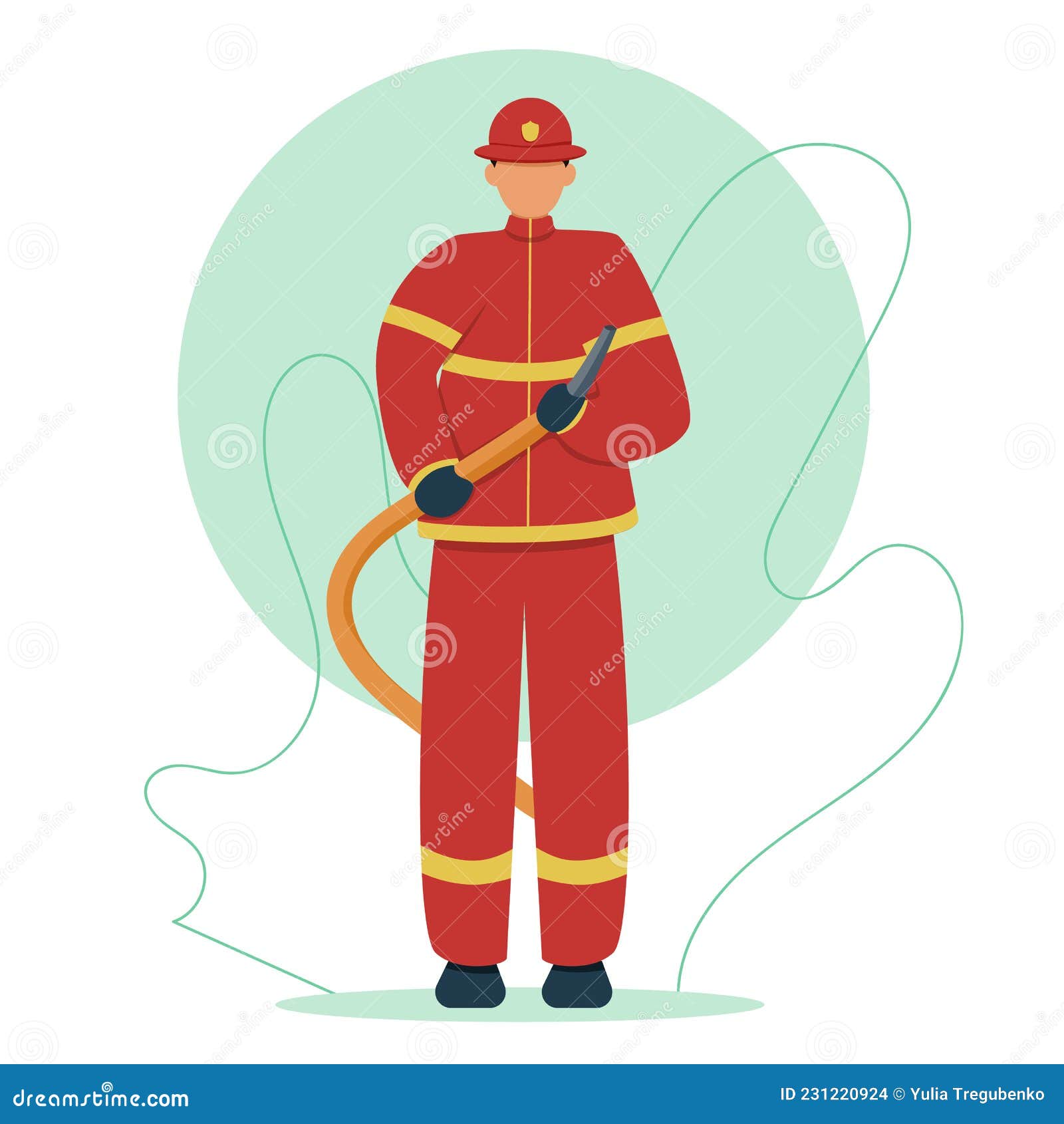A Firefighter in Uniform Holds a Fire Hose. a Man in a Fireman& X27;s ...