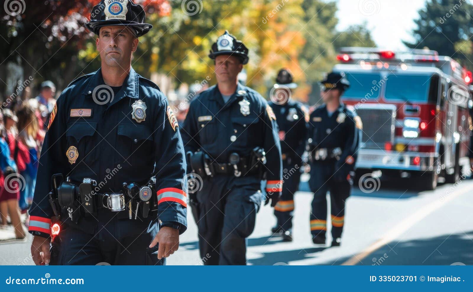 Firefighter in Uniform Walking in a Parade Stock Illustration ...