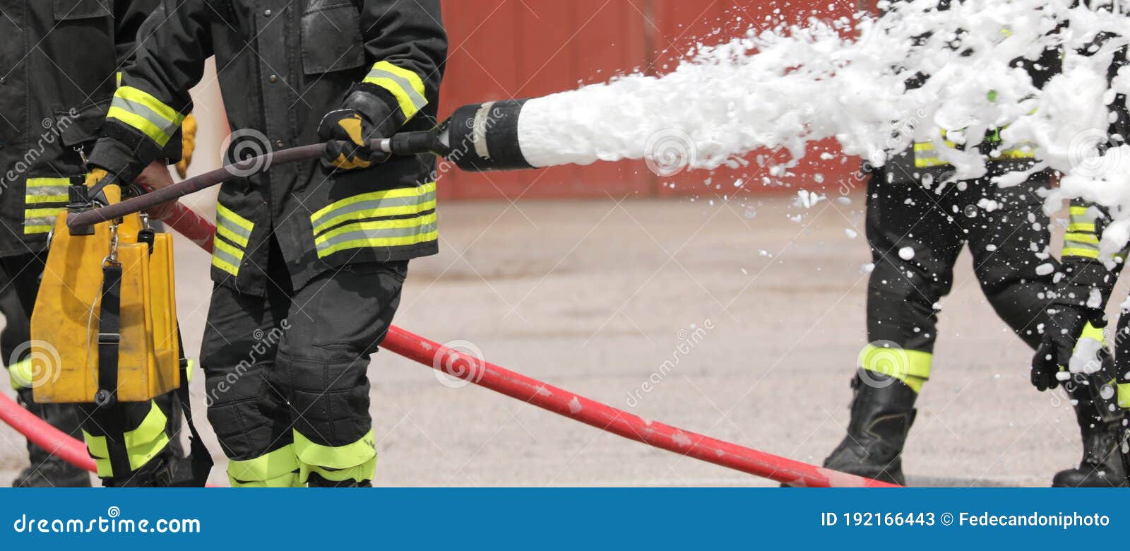 Firefighter Uses a Foaming Agent To Put Out a Fire Stock Image - Image ...