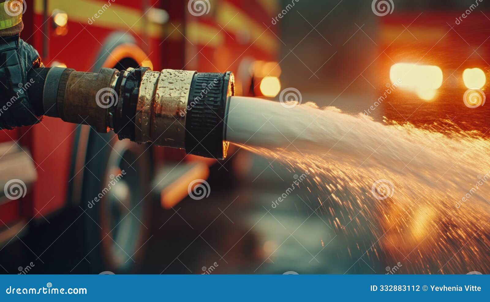 Firefighter Using Hose To Extinguish Fire. Generative Ai Stock ...