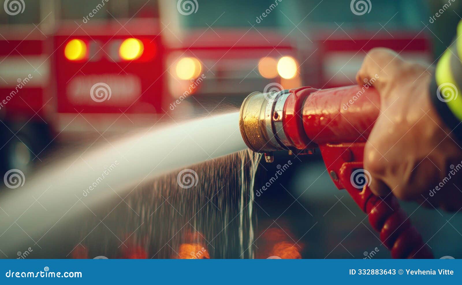 Firefighter Using Hose To Extinguish Fire. Generative Ai Stock ...