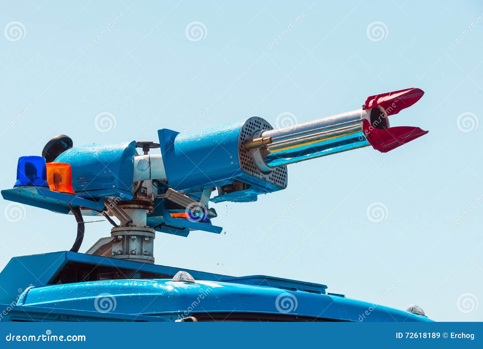 Firefighter Water Cannon Close Up Stock Image - Image of assistance ...