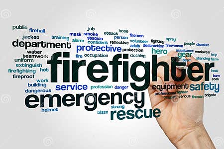 Firefighter Word Cloud Concept on Grey Background Stock Image - Image ...