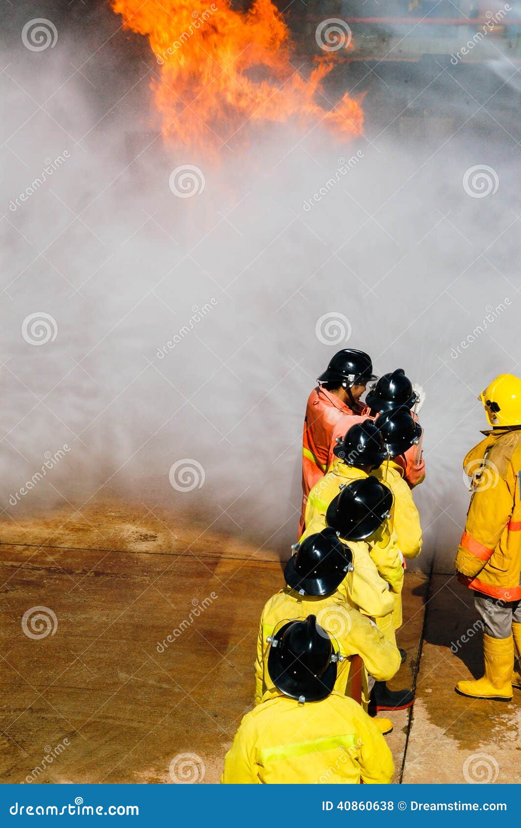Firefighter editorial stock photo. Image of stream, yellow - 40860638