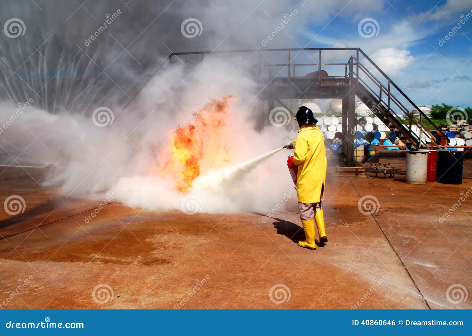 Firefighter editorial photo. Image of water, burn, fire - 40860646