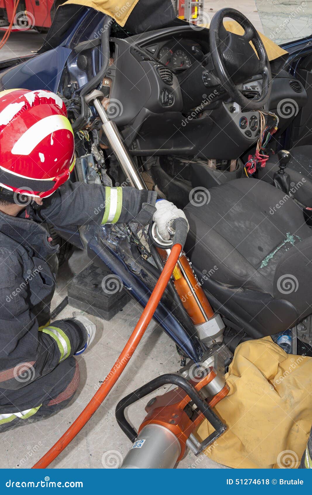 Firefighter working stock photo. Image of accident, risk - 51274618