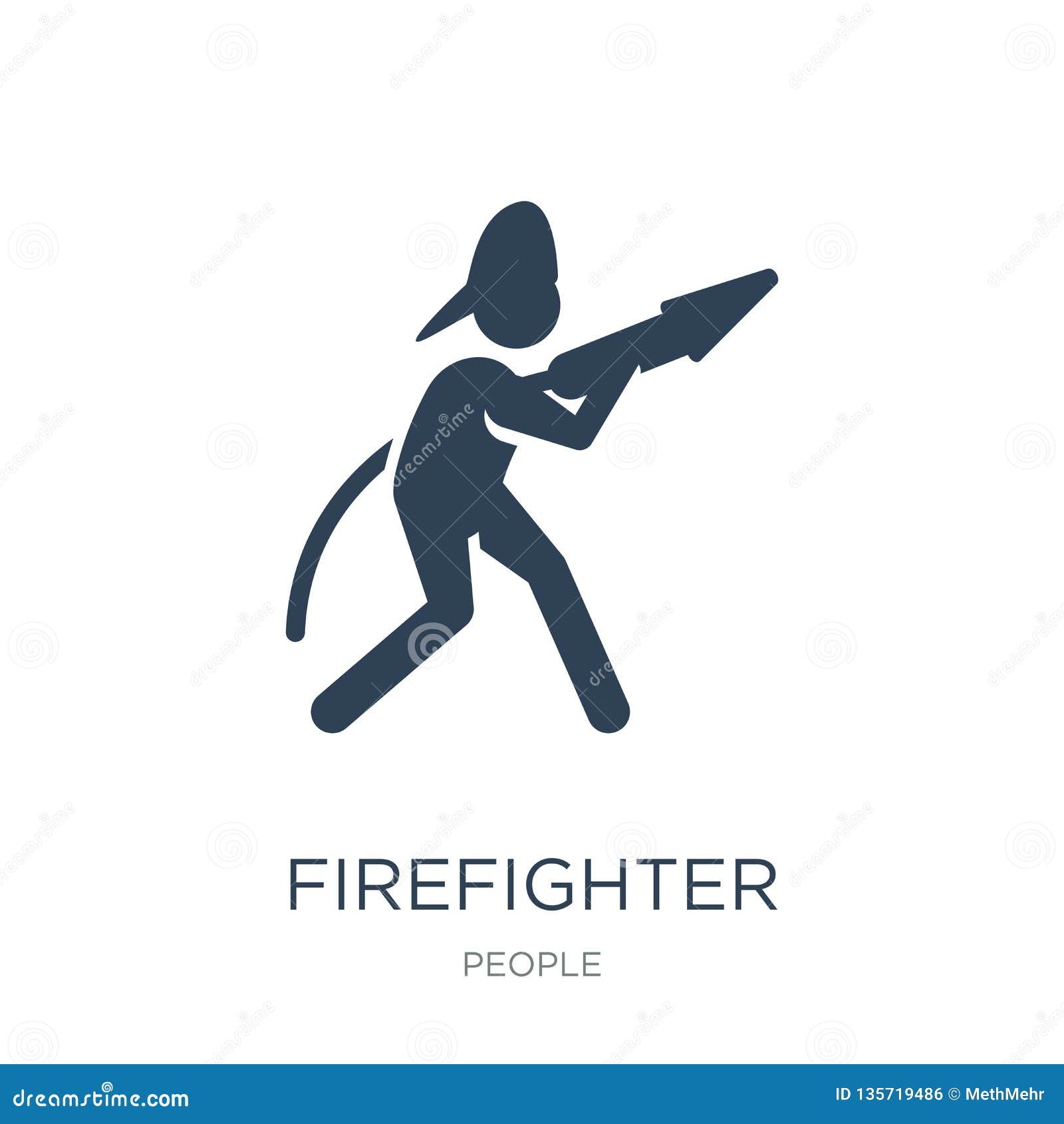 Firefighter Working Icon in Trendy Design Style. Firefighter Working ...