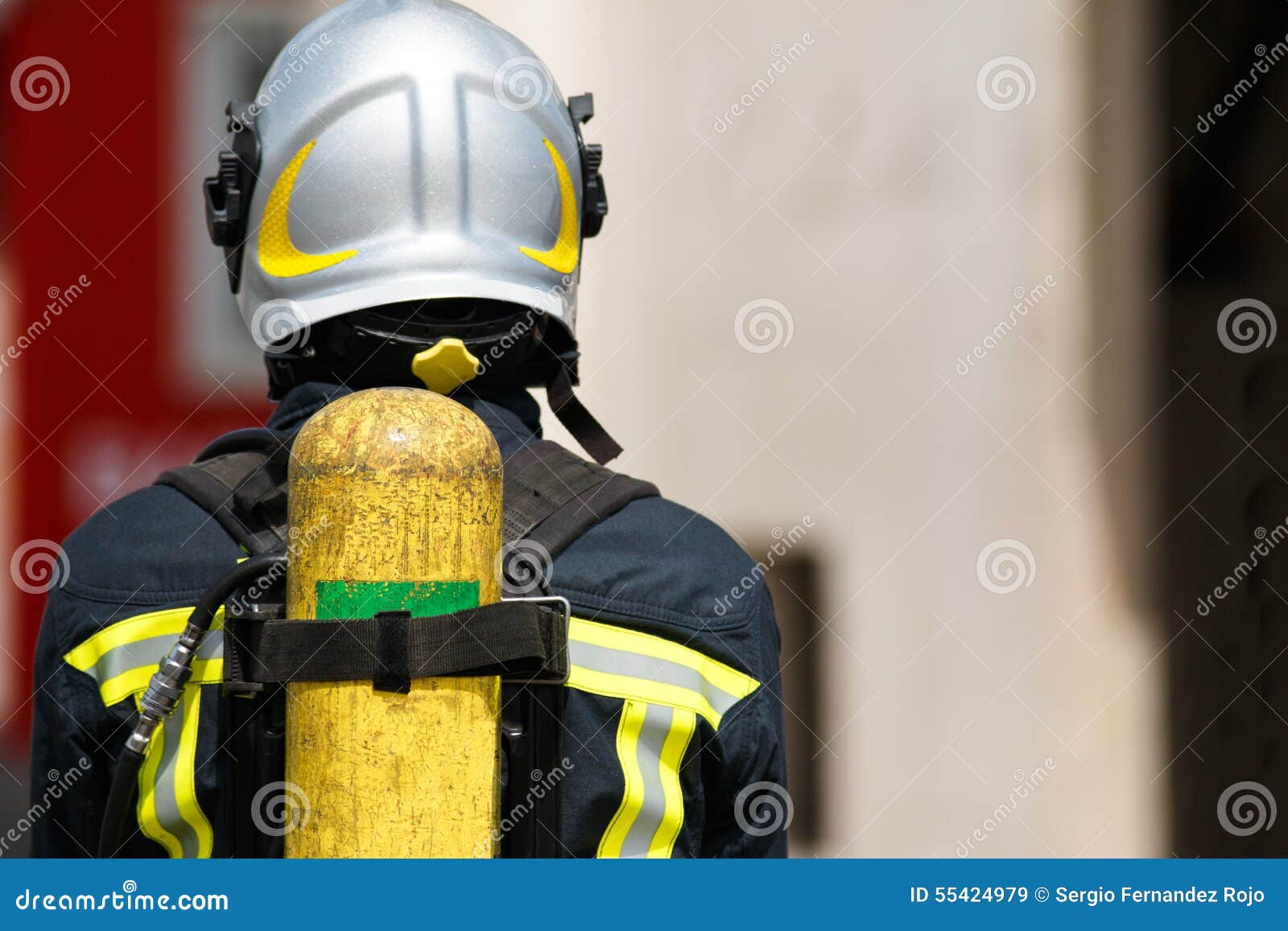Firefighter Working Seen from Behind Stock Image - Image of action ...