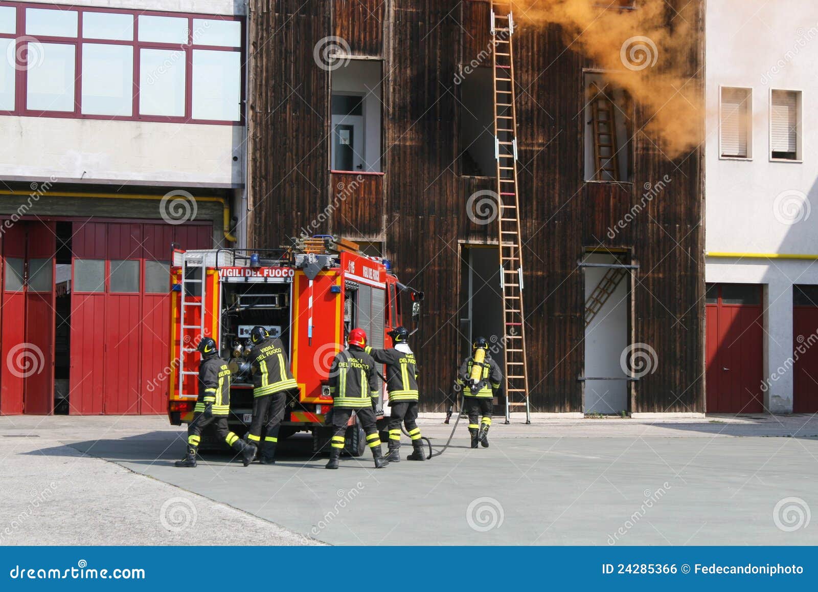 Firefighters in Action during an Exercise in the Firehouse Editorial ...