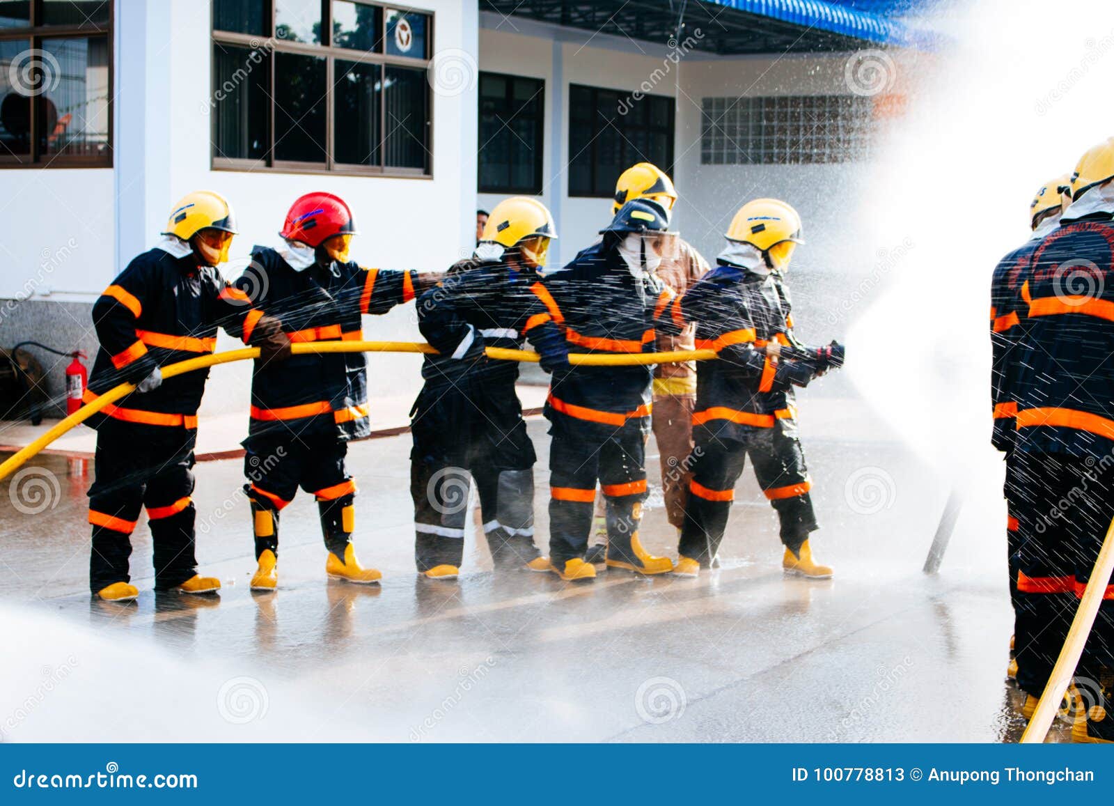 Firefighters training editorial stock photo. Image of crisis - 100778813