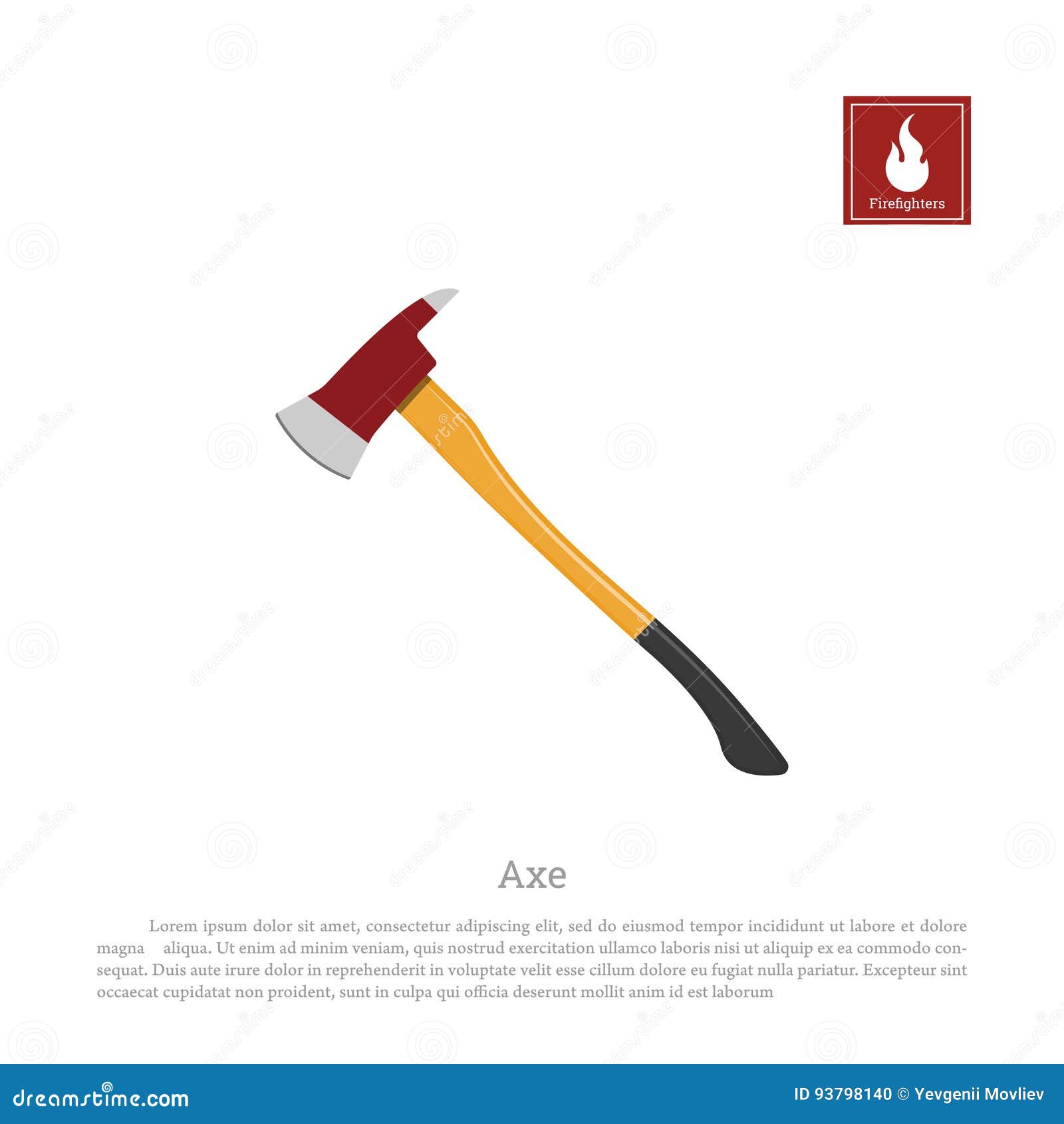 Firefighters Axe on a White Background. Fireman`s Hatchet in Realistic ...