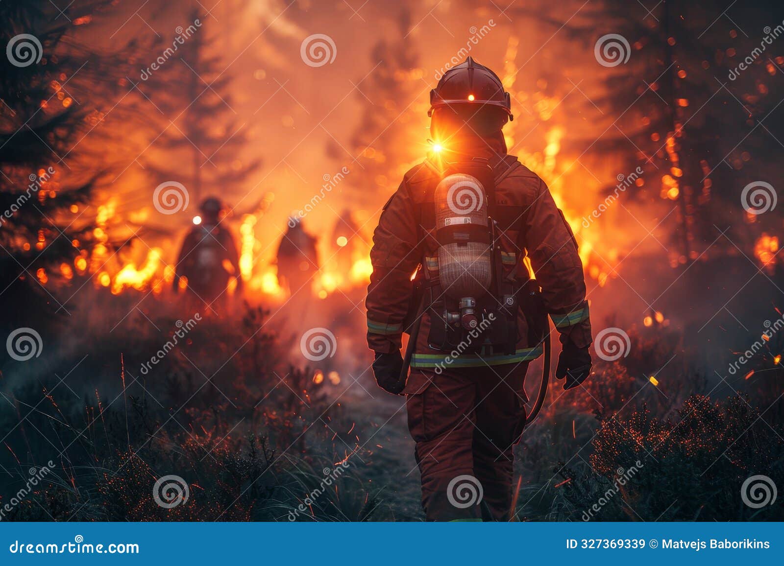 Firefighters Battle Wildfire in Forest, Extinguishing Dramatic ...