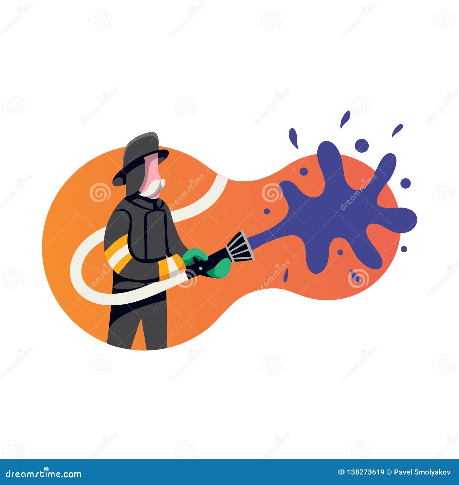 Firefighters Battle a Wildfire. Vector Illustration, Icon on White ...