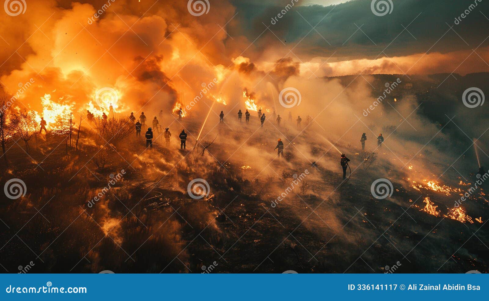 Firefighters Battling Blaze Stock Illustration - Illustration of crisis ...