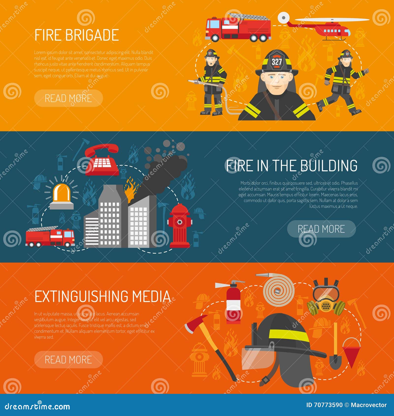 Firefighters Banners. Proffesional Items Fire Station Wildfire Flame ...