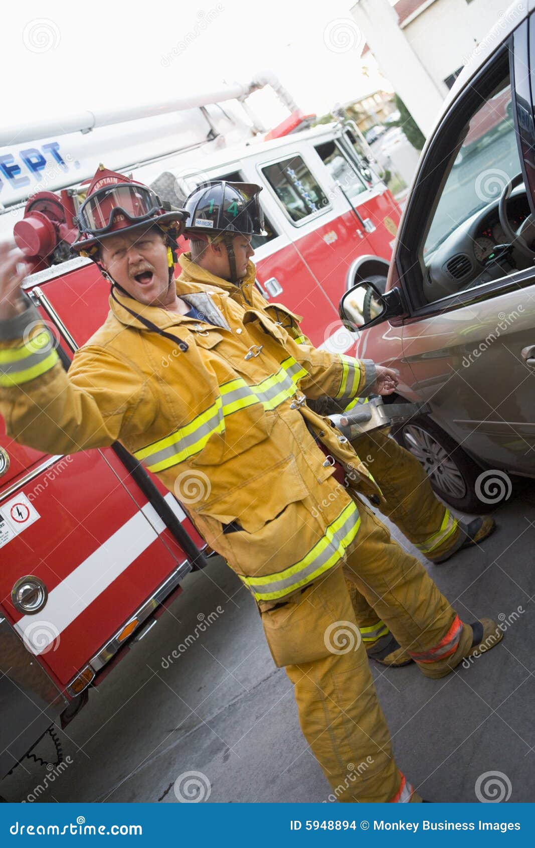 Fireman Cutting Through Door Royalty-Free Stock Photo | CartoonDealer ...