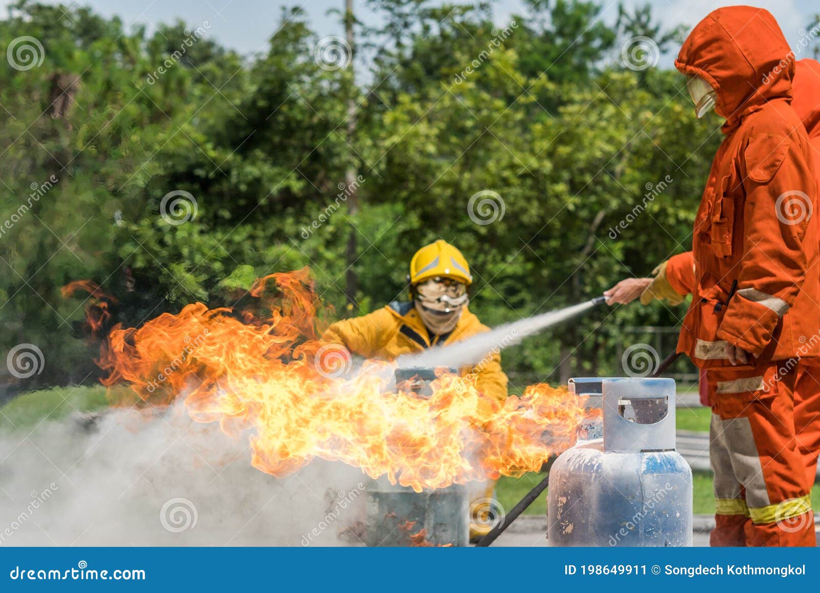 Fire demonstration stock image. Image of police, firefighter - 198649911