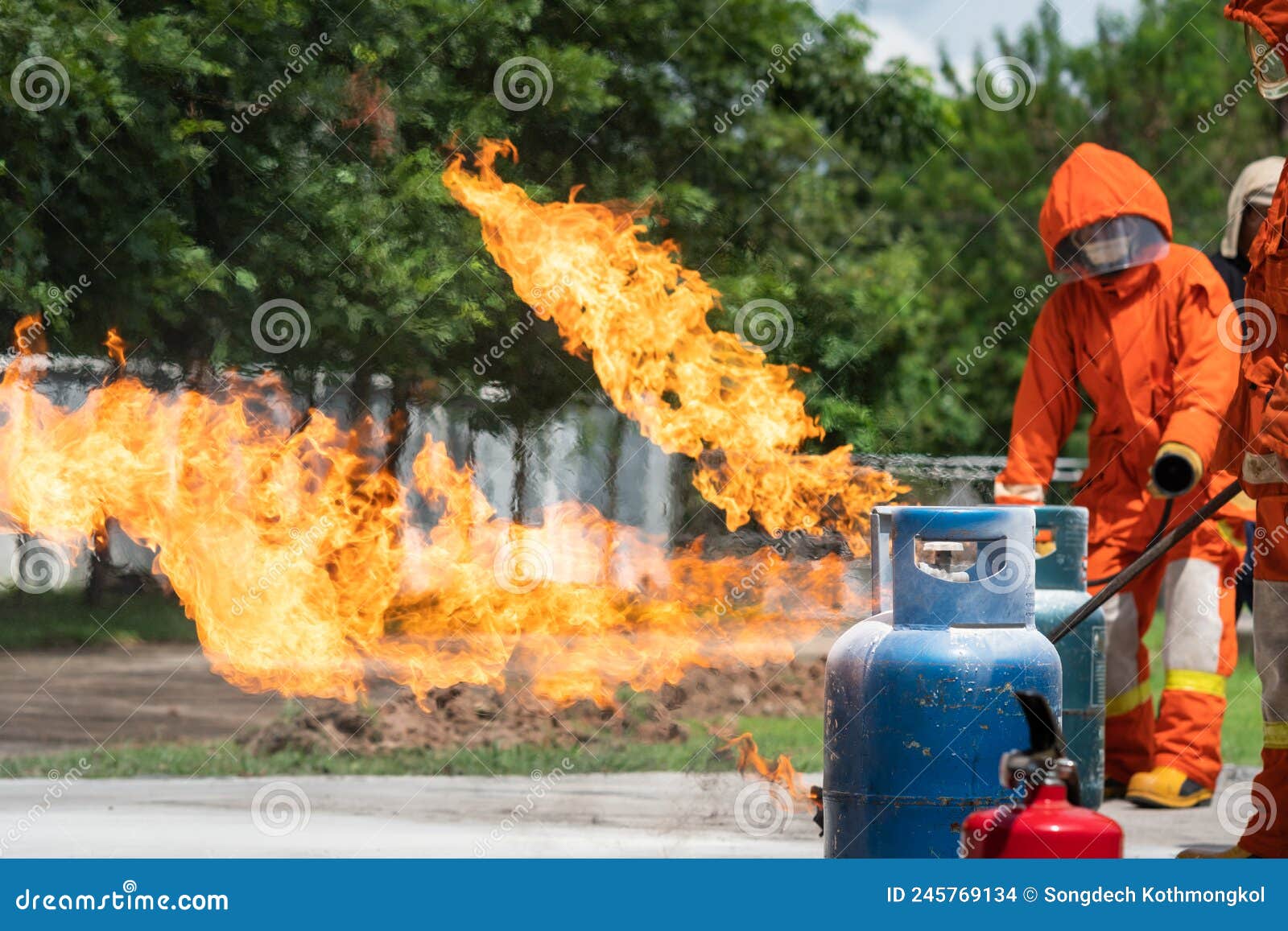 Fire demonstration stock photo. Image of rally, firefighter - 245769134