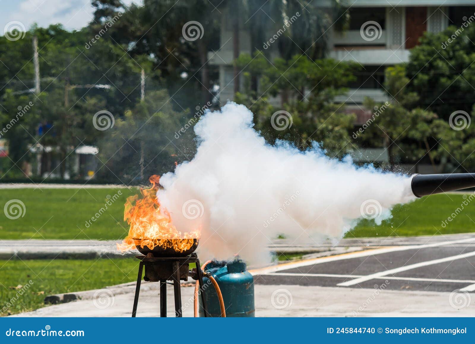 Fire demonstration stock photo. Image of equipment, security - 245844740