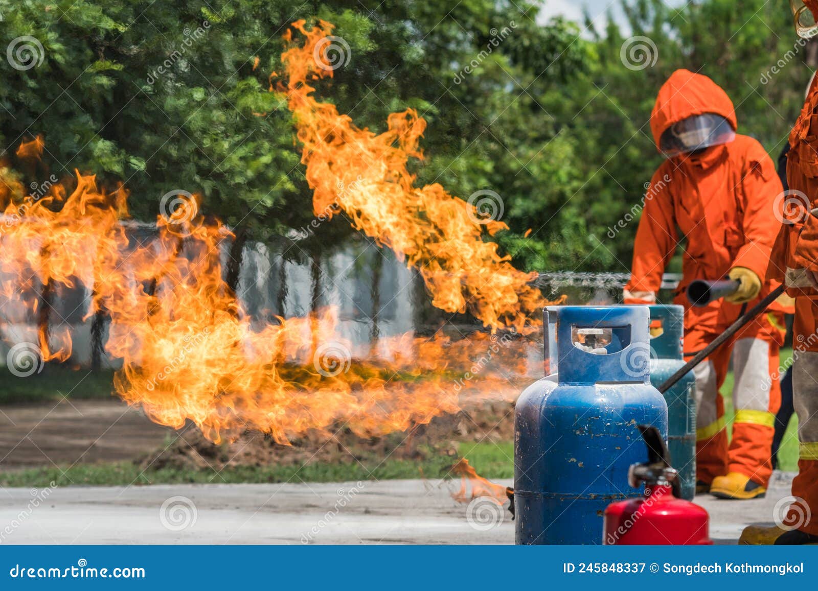 Fire demonstration stock image. Image of training, fire - 245848337