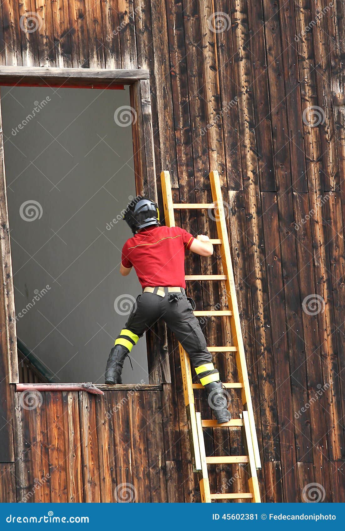 Firefighters Entered the Window of a High-rise Building Stock Image ...