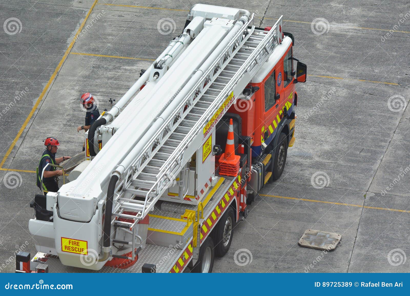 Firefighters Exercise on a Fire Engine Ladder Editorial Stock Image ...
