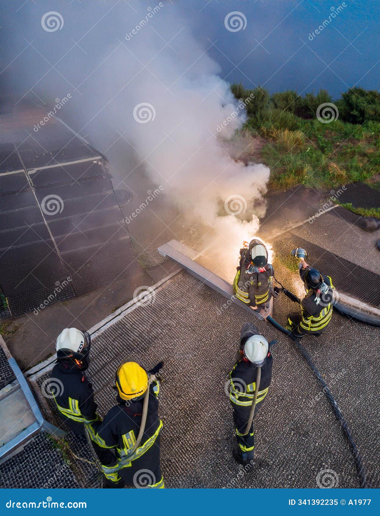 Firefighters Are Extinguishing A Fire In The City Royalty-Free Stock ...