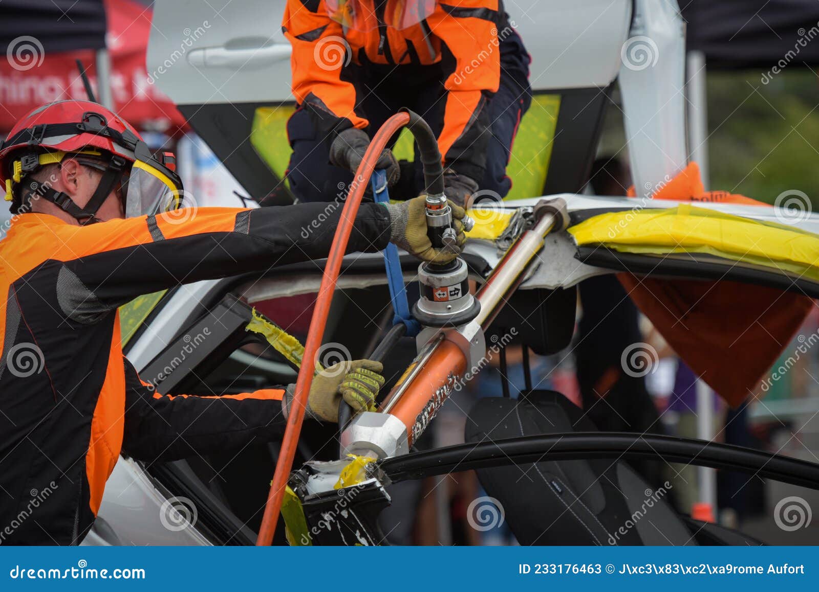 Firefighters Extricating a Car during Training Editorial Stock Photo ...