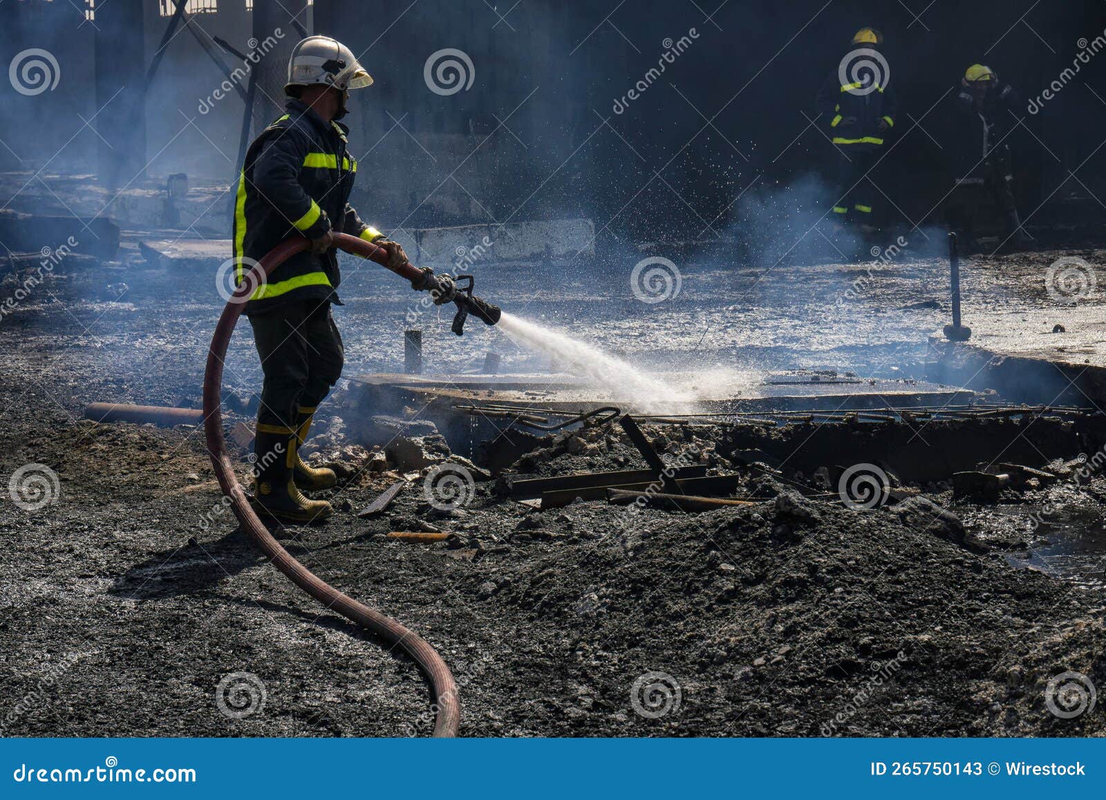 Firefighters Facing a Large-scale Fire at the Supertanker Base in ...
