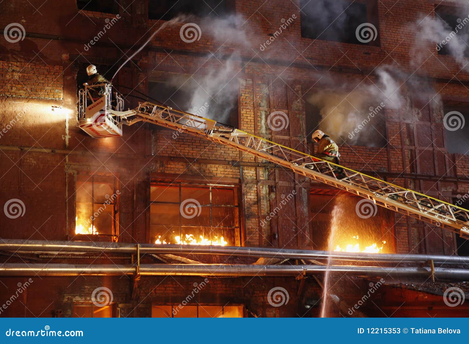 Firefighters Fighting a Fire Stock Image - Image of house, danger: 12215353
