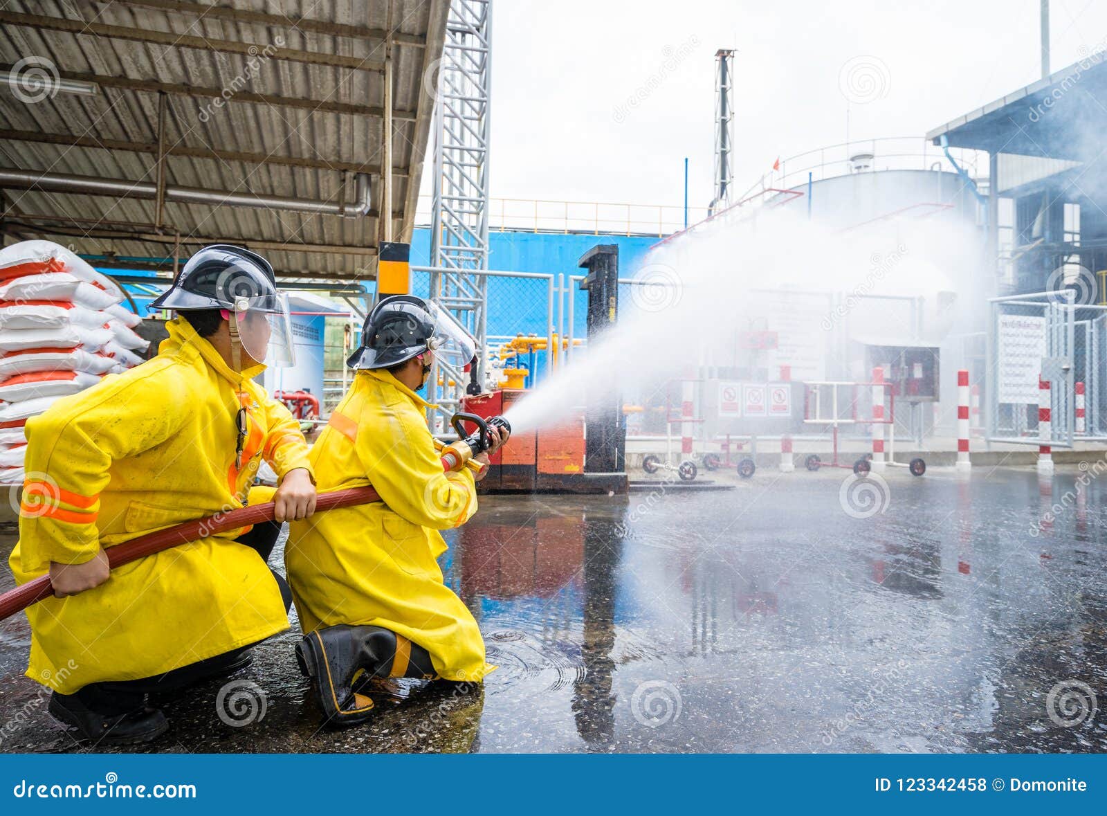 Firefighters Fighting Fire during Training Editorial Stock Photo ...