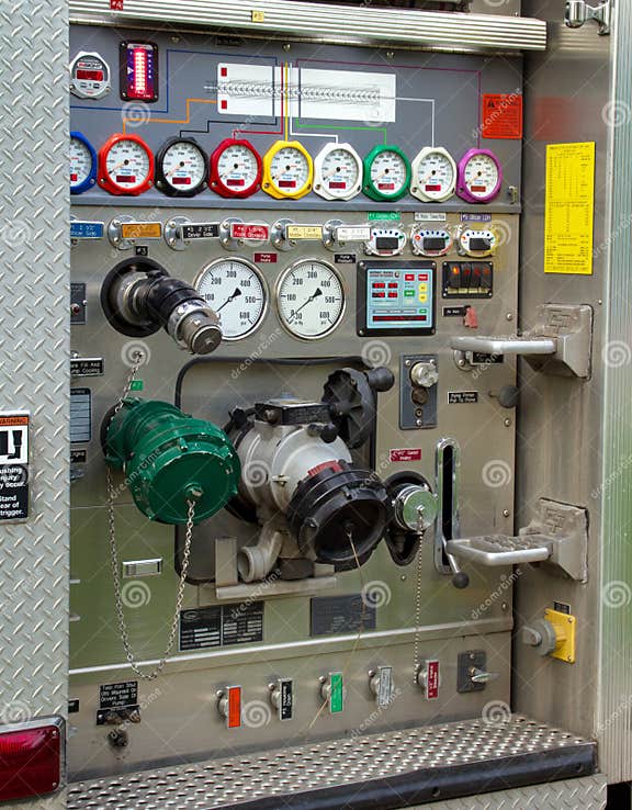 Firefighters Fire Engine Control Panel Editorial Photography - Image of ...