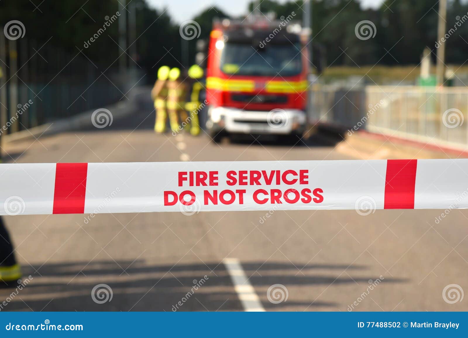 Firefighters and Fire Engine at a Major Incident Stock Photo - Image of ...