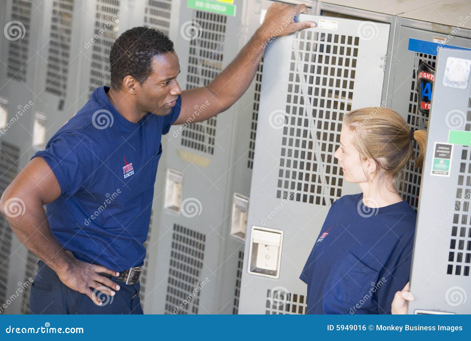 Firefighters in the Fire Station Locker Room Stock Photo - Image of ...