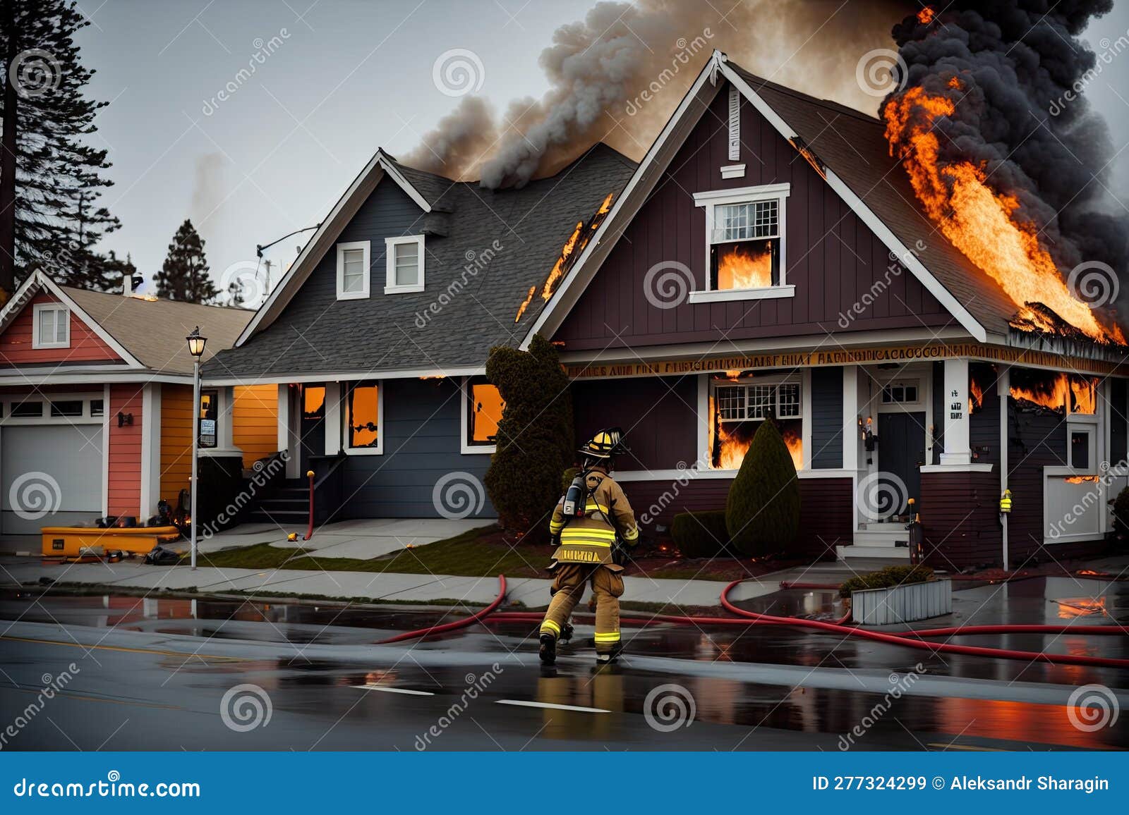 Firefighters In Front Of The Fire House Royalty-Free Stock Photo ...