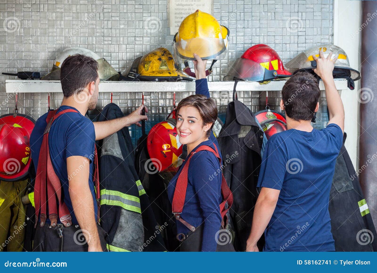 Firefighters Getting Ready in Fire Station Stock Image - Image of ...