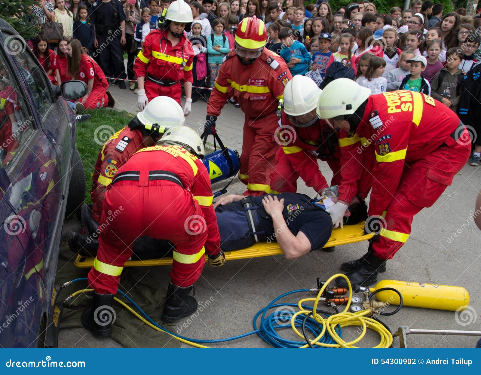 Firefighters Helping Victim Editorial Photography - Image: 54300902