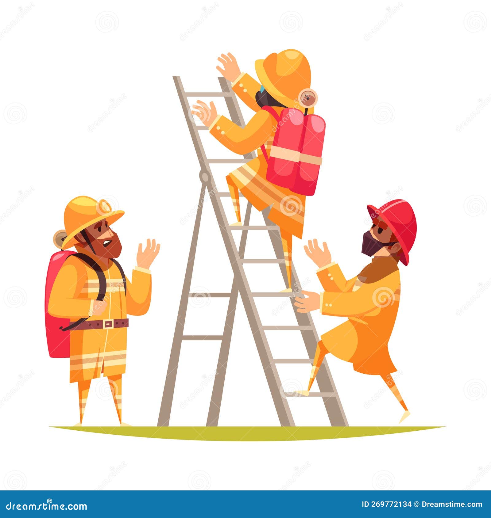 Firefighters on Ladder Composition Stock Vector - Illustration of ...