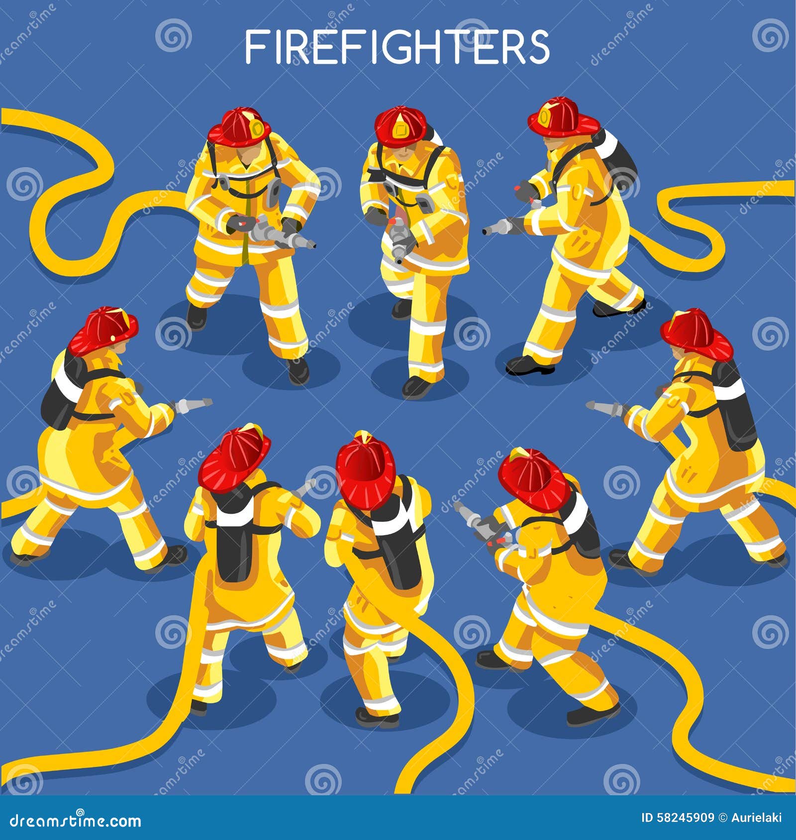 Firefighters 01 People Isometric Stock Vector - Illustration of ...