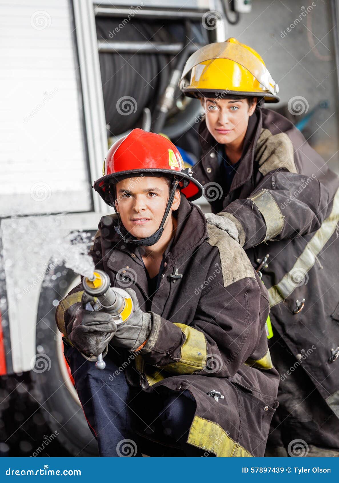 Firefighters Practicing at Fire Station Stock Image - Image of ...