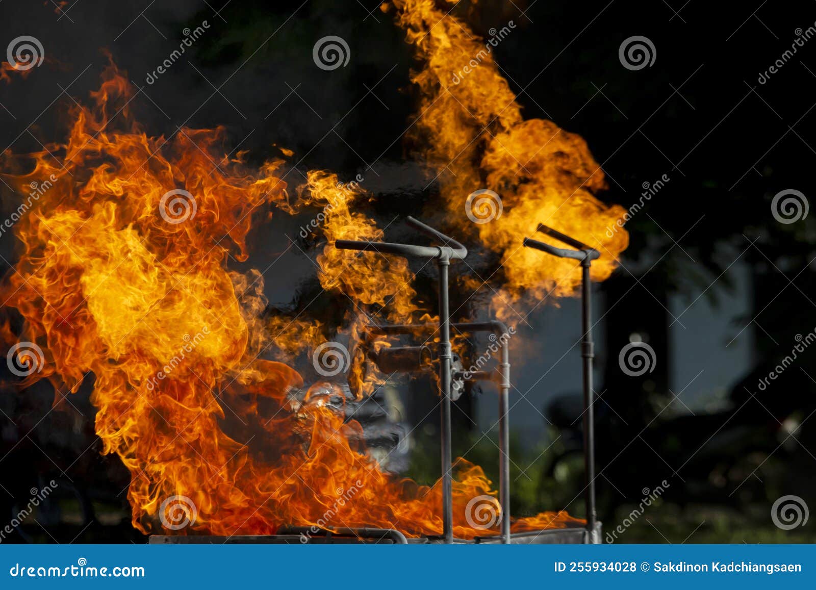 Firefighters are Practicing Firefighting Plans are Putting Stock Photo ...