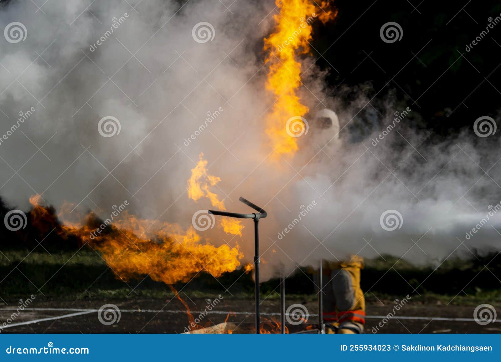 Firefighters are Practicing Firefighting Plans are Putting Stock Image ...