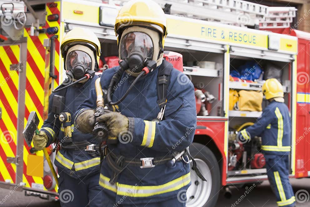 Firefighters in Protective Workwear Stock Image - Image of emergencies ...