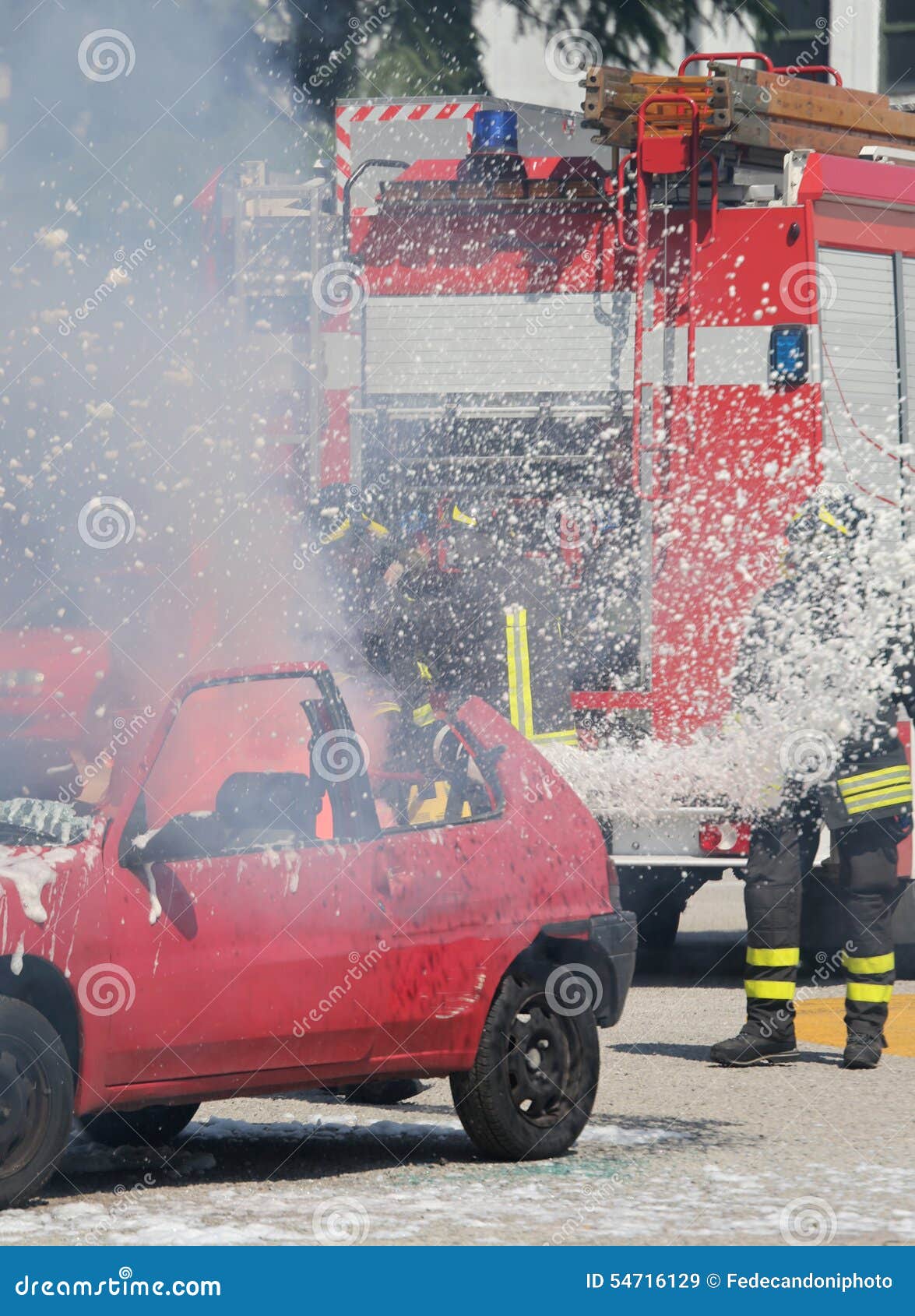 Firefighters Put Out the Fire with Foam Stock Image - Image of fireman ...