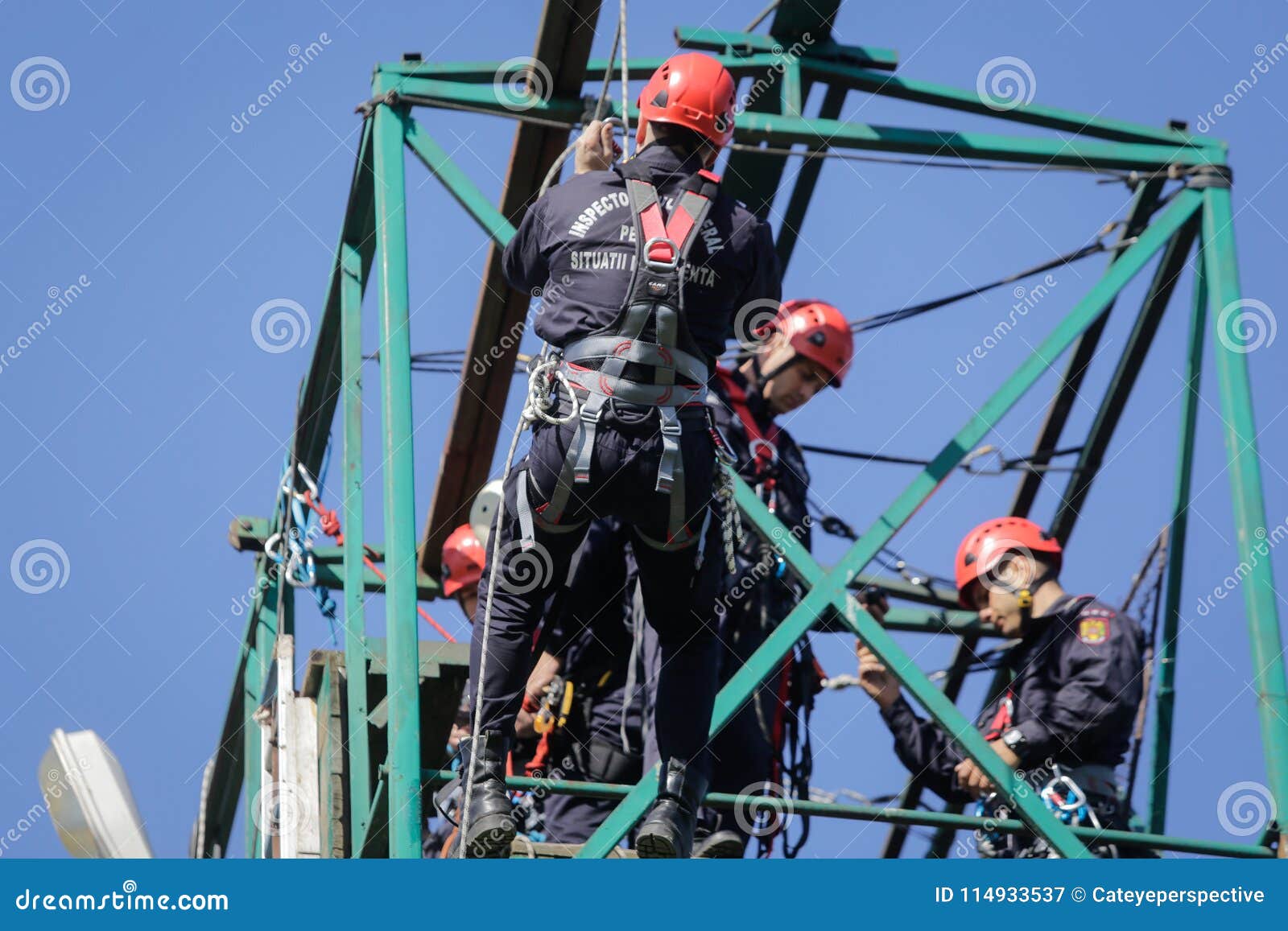 Firefighters are Rappelling and Climbing Ropes Editorial Photography ...