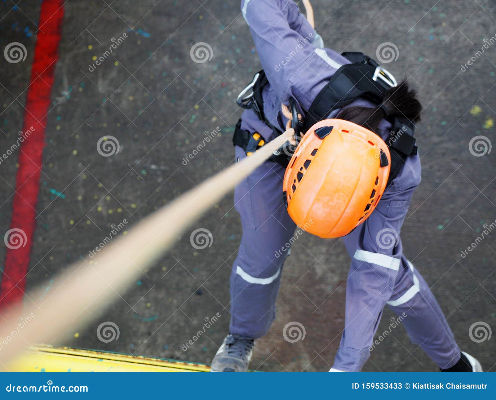 Firefighters are Rappelling and Climbing Ropes Stock Image - Image of ...